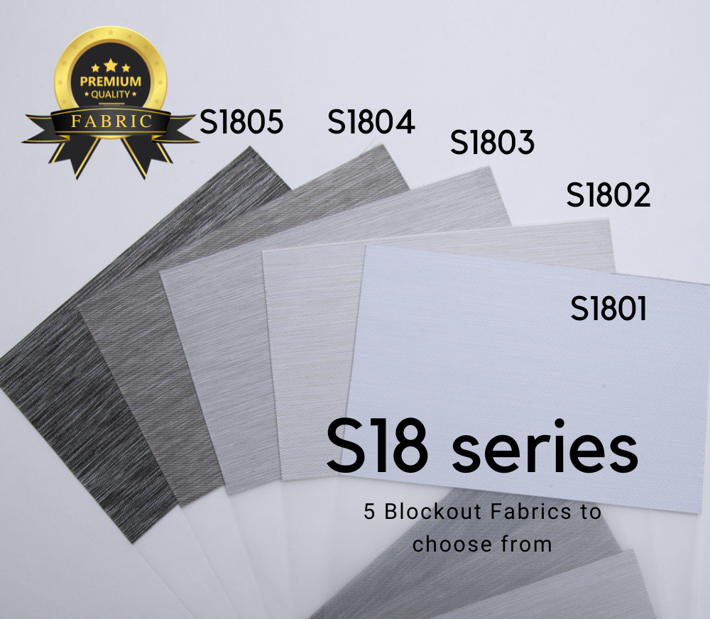 S18 Blockout Fabrics 5 color options Zebra Window Blinds